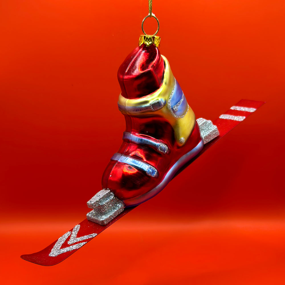 Kerstbal Ski schoen – Foute Kerstballen