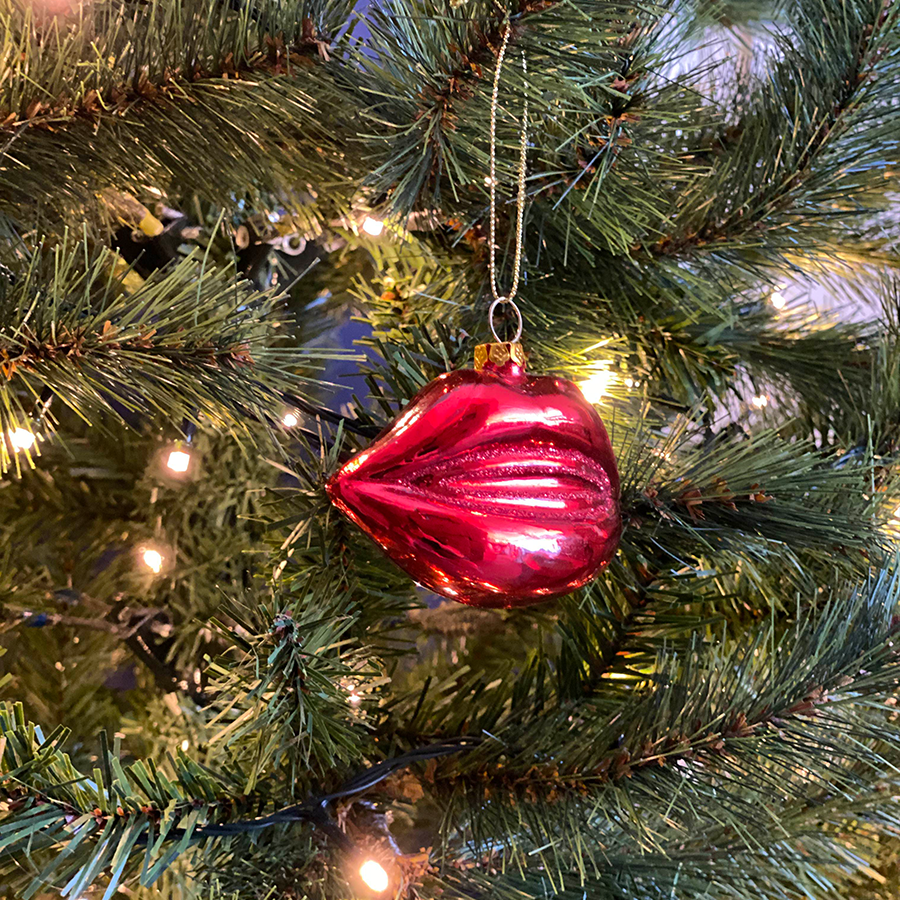 Kerstbal Rode lippen – Foute Kerstballen